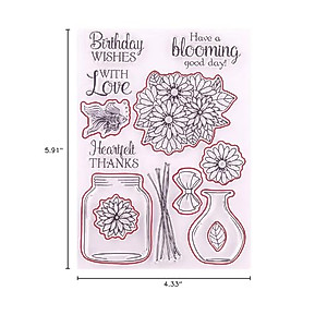 Stamps and Dies for Card Making, DIY Scrapbooking Arts Crafts Stamping, Metal Cutting Dies Stamps Arts Supplies, Clear Silicone Stamps for Gifts Vase