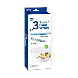 Grand Fusion Microwave-Safe Silicone Food Wrap, Flexible and Reusable Wraps for Food, BPA-Free and Long-Lasting Food Wrap, Bowl Cover, Available in Different Sizes, Pack of 3