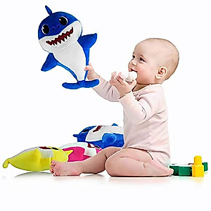 Shark Plush Baby Toy Singing Shark Toys Song for Children's Soft Stuffed Animal Doll (Blue)