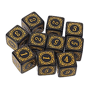 SUWEILE SZSZ 10Pcs D6 Polyhedral Dice Square Edged Numbers 6 Sided Dices Beads Table Board Role Play Game for Bar Club Party 0212 (Color : Green)