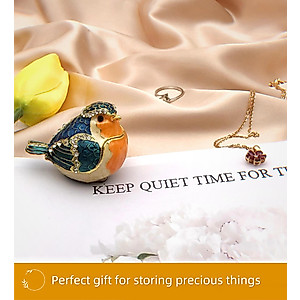 JWT Astyle Robin Bird Hinged Jewelry Box with Stones , Collectible Animal Trinket Box.Rings Earrings Storage Boxes,Bird Figurine Home Decor Gift.