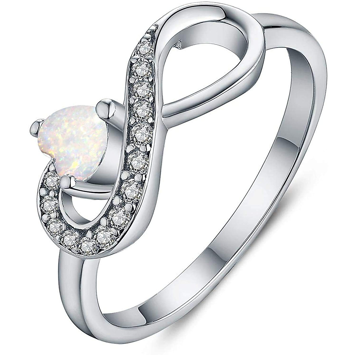 Promise Ring for Her Heart Birthstone Mother Daughter Love Jewelry With Birthstones Infinity Rings Women Best Friends Mothers Day Gifts 1 Stone Personalized Engraved Custom Name Sterling Silver