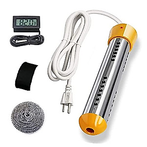 Immersion Water Heater, Electric Submersible Water Heater with Stainless Steel Guard Cover and Digital LCD Thermometer, Portable Bucket Heater to Heat 5 Gallons of Water in Minutes