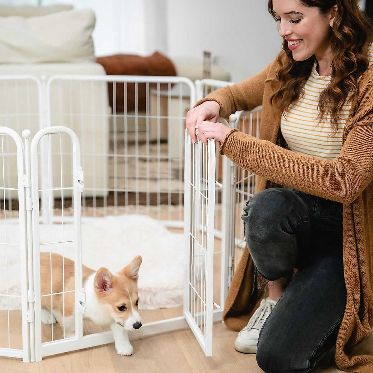 FXW Homeplus Dog Playpen Designed for Indoor Use, 24" Height for Puppy and Small Dogs, White│Patented