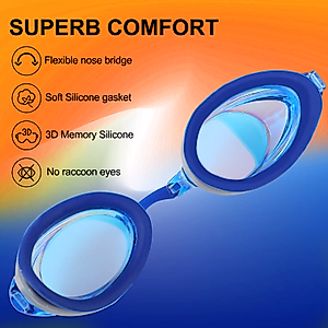 DARIDO Swim Goggles, Pro Swimming Goggles 2 Pack UV Protection Anti Fog No Leaking Lightweight Competition Swim Goggles for Adult, Women, Men, Youth