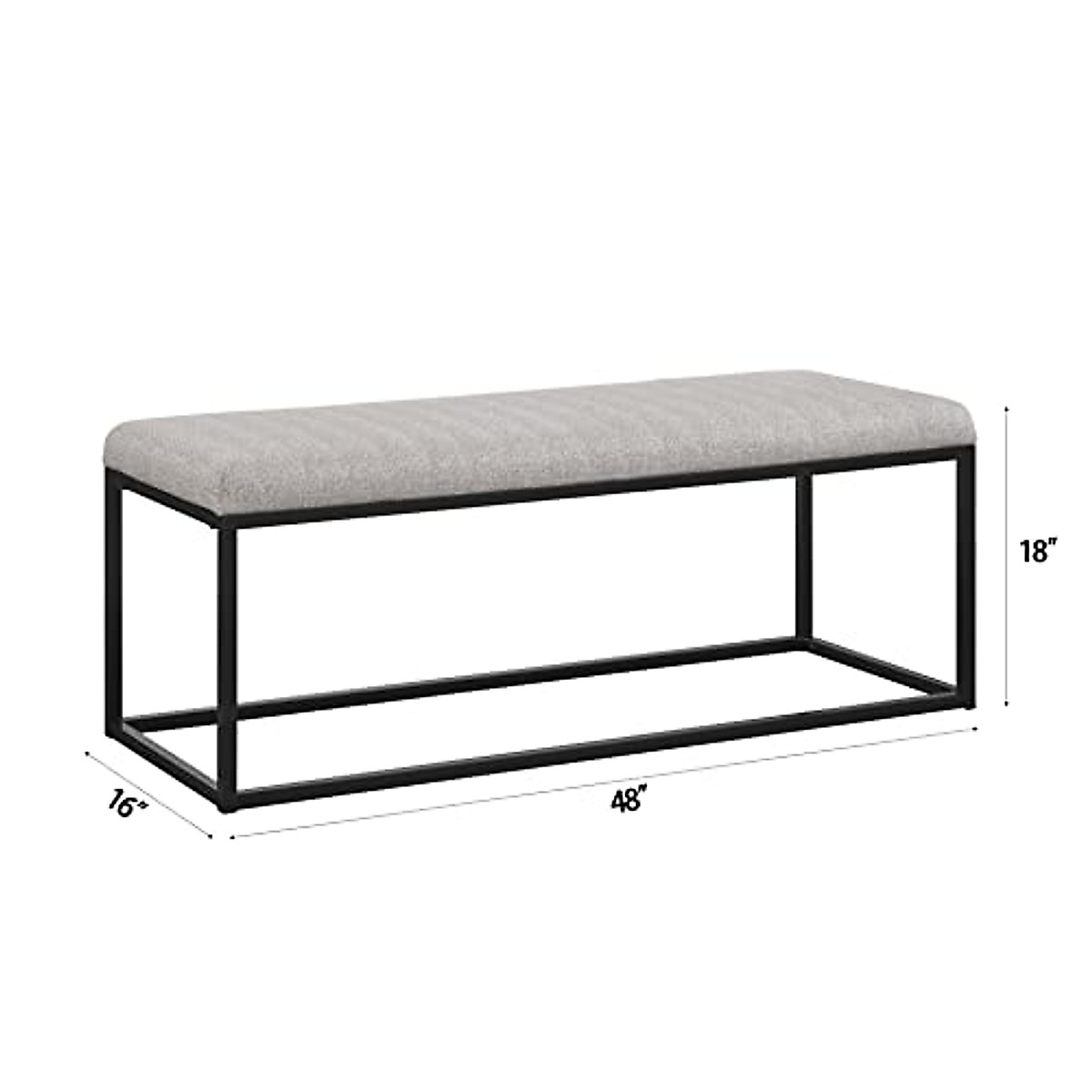 Ball & Cast Modern Upholstered Bench Entryway Bench Ottoman with Metal Frame, 48 Inch Grey