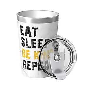 Eat-Sleep-Be-Kind-Repeat-Gifts 12oz Travel Coffee Mug Tumbler with Flip Lid Reusable Insulated Stainless Steel Cold Brew Iced Coffee Cup Thermos-LL