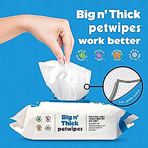 Petkin Pet Wipes for Dogs and Cats, 200 Wipes - Large Pet Wipes for Dogs and Cats - Cleans Ears, Face, Butt, Body and Eye Area - Convenient, Ideal for Home or Travel - 2 Packs of 100 Wipes