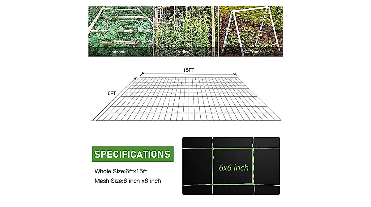 CANAGROW Heavy-Duty Garden Trellis Netting for Climbing Plants