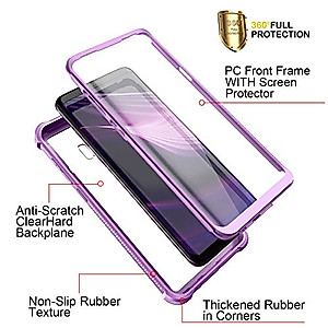 Dexnor Galaxy S9+ Plus Case with Screen Protector Clear Military Grade Rugged 360 Full Body Protective Shockproof Hard Back Cover Defender Heavy Duty Bumper Case for Samsung Galaxy S9 Plus - Purple