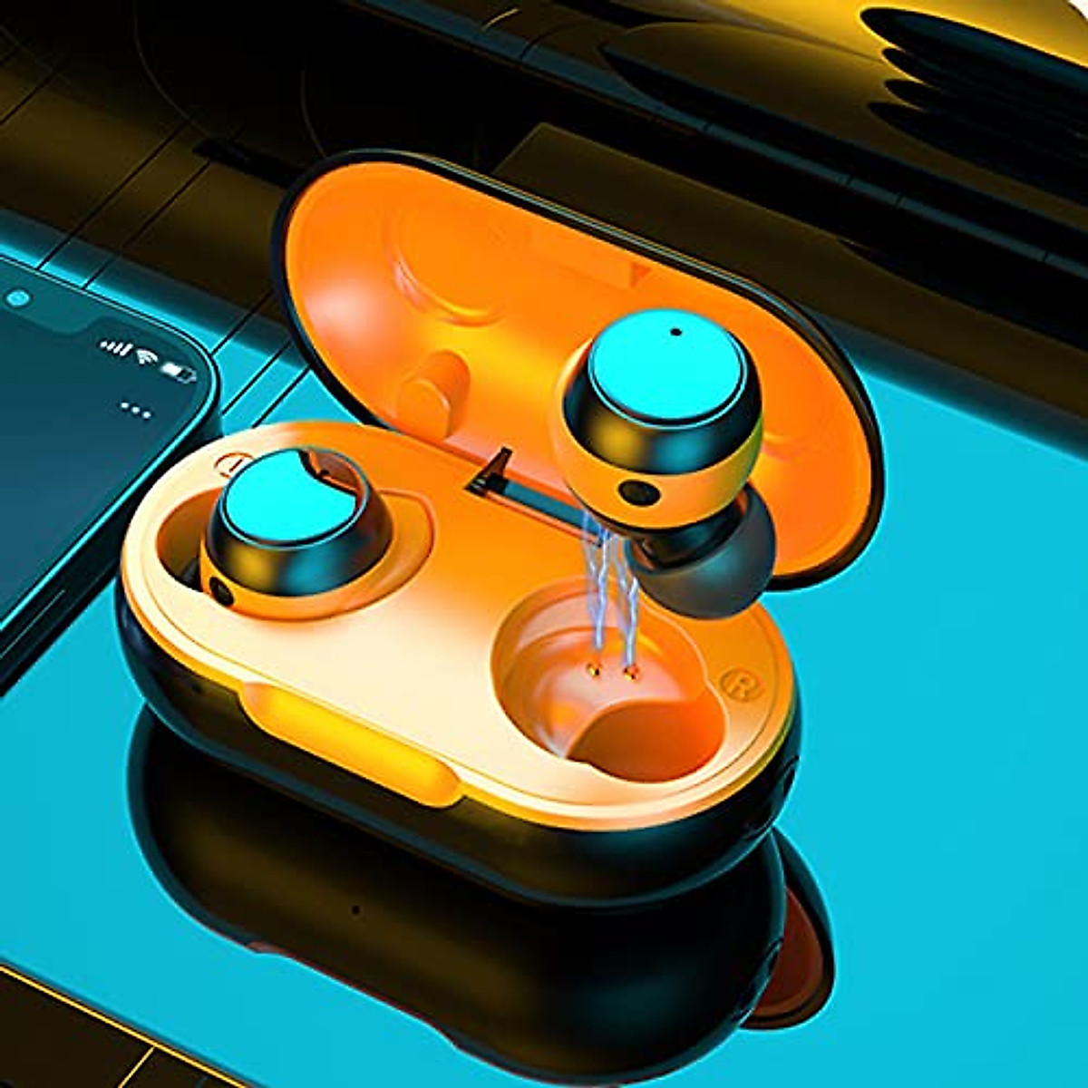 Heave Bluetooth Headphones,IPX7 Waterproof in Ear Stereo Sound Wireless Earbuds Built in Noise Cancelling Mic Earphones for Clear Calls,USB-C Fast Charging,40Hours Standby Time Orange