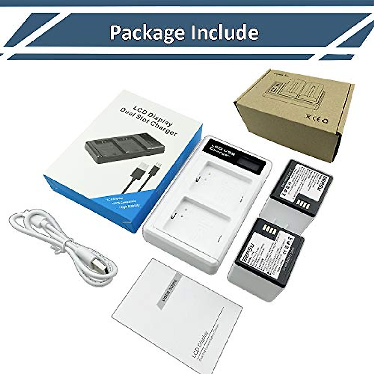 2-Pack 2440mAh Rechargeable Battery with LCD Dual Charging Station fit for Arlo Pro, Arlo Pro 2 Camera