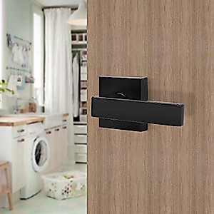 home improvement direct No Lock Dummy Door Lever, Single Sided Door Handle Without Lock for Interior Use, Non-Turning Matte Black Suqare Heavy Duty Lever Set 2 Pack