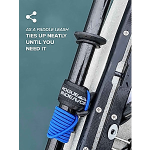Rogue Endeavor Fishing Rod Leash & Kayak Paddle Leash Kit, Kayak Fishing & Paddle Boarding - 48" Shock Cord, Quick Release Clip, Neoprene Lined Strap and Carrying Bag (Set of 2) (Blue)