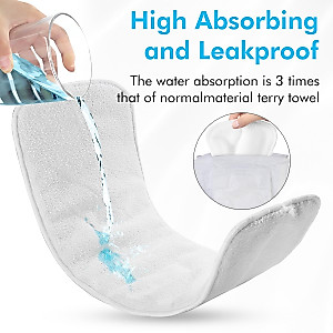 6 Pack Rayon Microfiber Inserts Liners for Adults Cloth Diapers for Incontinence Care, 4-Layer Washable Reusable Large Absorbent (White, 6 Pack)