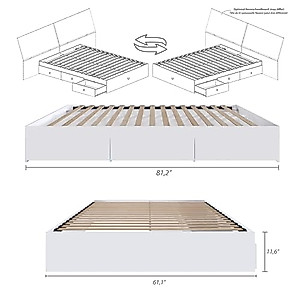 Nexera 376003 3-Drawer Storage Bed Frame, Queen|White