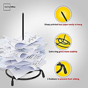1InTheOffice Wire Receipt Spindle,Black Receipt Holder, "3 Pack" (Black)