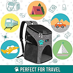 PetAmi Premium Pet Carrier Backpack for Small Cats and Dogs | Ventilated Design, Safety Strap, Buckle Support | Designed for Travel, Hiking & Outdoor Use (Heather Gray)