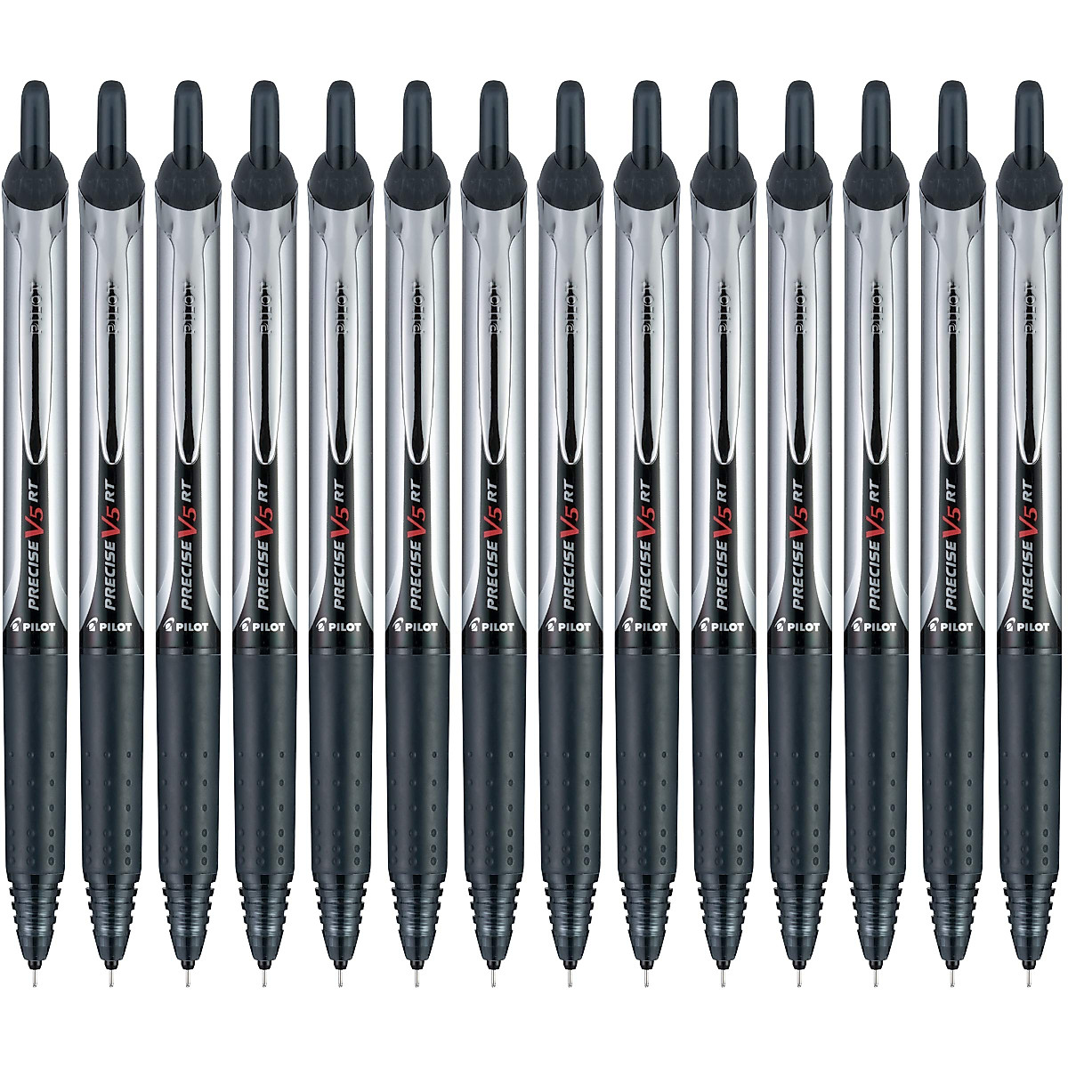 Pilot, Precise V5 RT Refillable & Retractable Rolling Ball Pens, Extra Fine Point 0.5 mm, Black, Pack of 14