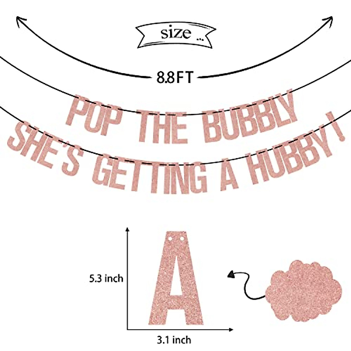 Pop the Bubbly She's Getting a Hubby! Banner, Bachelorette Party Decorations, Bridal Shower Decorations, Engagement Party Decorations, Bride to Be Decorations, Bachelorette Banner Rose Gold Glitter