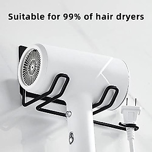 Valink Hair Dryer Holder, Wall Mount Self Adhesive Waterproof blowed Dryer Rack Storage Organizer Hanger,Adhesive Stainless Steel Bathroom Organizer d Double Hook Section