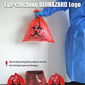 Daarcin Red Biohazard Waste Bags,20pcs 16.5x20in/42x51cm Medical Action Infectious Waste Bag With Hazard Symbol Disposable Hazardous