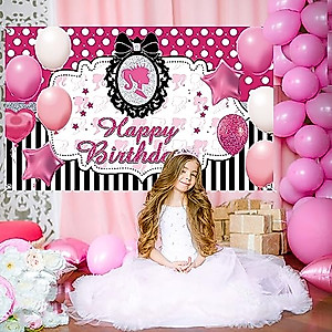 Pink Girl Birthday Party Backdrop Banner Princess Themed Backdrop Doll Head Photo Frame Glamour Girl Photography Background Pink Girls Birthday Party Decorations Photo Props Girl Party Favor