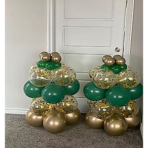 RHGBINLI Sage Green Gold Balloon Garland Kit 90pcs 18Inch 12Inch 10Inch 5Inch with Olive Green Metallic Chrome Gold and Gold Confetti Balloons for Bridal Shower Birthday Party Graduation Decorations