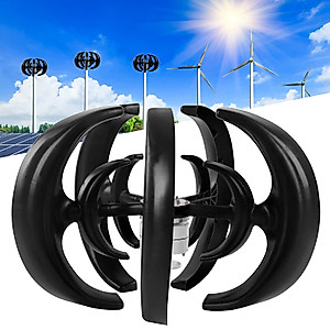 Wind Turbine Generator, 12V 24V 48V 1200W Wind Vertical Axis Generator with Hybrid Controller, 5 Leavies Wind Turbine Generator Kit for Boats, Terraces, Cabins, Mobile Homes(#1)