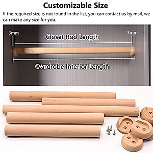 Wood Closet Rod for Hanging Clothes, Heavy Duty Hanging Wardrobe Pole with Bracket Kits, Removable Window Curtain Hanger Rod, Load 100KG (Size : 140cm/55 in)
