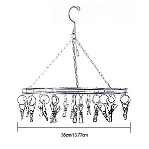 LIUZH Windproof Laundry Socks Gloves Hanger Foldable Stainless Steel Hanging Rack 20 Clothespin Drying Racks