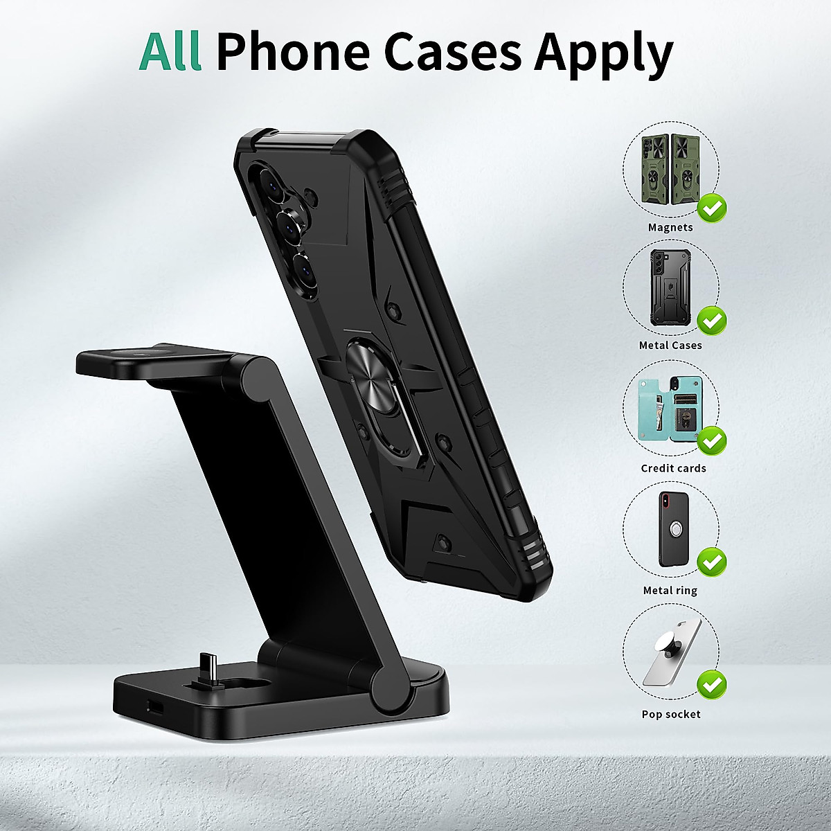 3 in 1 Charging Station for Samsung, 25w PD Super Fast Charger for Samsung Galaxy S23 Ultra/S22/21/Note20/Z Fold5/4/3, Galaxy Buds2Pro/Plus/Liv, Wireless Charger for Galaxy Watch 6/5 pro/4/3/Active2