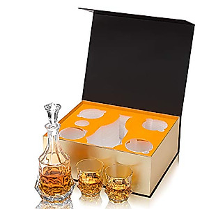 KANARS Whiskey Decanter Sets for Men, 25 Oz Liquor Decanter with 10 Oz Crystal Glasses in Luxury Box for Bourbon Scotch Rum Tequila Vodka, Whisky Gifts for Father's Day Birthday