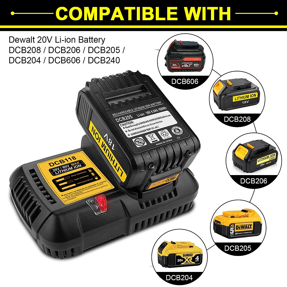 DCB118 for Dewalt Battery Charger Fast Charger for Dewalt Flexvolt 20V/60V Max Battery (Charger Only)