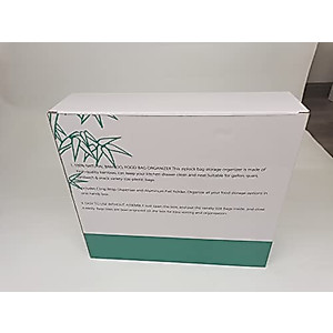 Plastic Bag Storage Organizer Bamboo - 5 in 1 Wrap Dispenser with Cutter, Suitable for Gallon, Quart, Sandwich & Snack Bag, Cling Film, Aluminum Foil etc; Compatible with 12" Kitchen Rolls