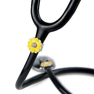 HEYGOO 2 Pack Sunflower Bling Stethoscope Charms, Unique Stethoscope Id Name Tag for Doctor Nurse Christmas Gift