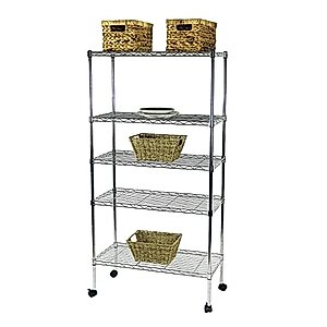 5 Tier Heavy Duty Wire Shelving Unit Storage Rack, Metal Rack Utility Organizers, Organization Units for Products Plant Pantry, Garage, Laundry Racks Durable Shelf Stand 14"W x 30"L x 60"H, Chrome