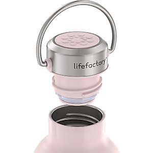 LIfeFactory Stainless Steel Vacuum-Insulated Sport Bottle, 24 Ounce, Desert Rose