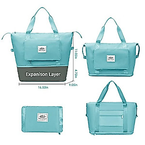 Large Capacity Travel Duffel Tote Bag with Dry Wet Separation Pocket, Waterproof Shoulder Weekender Bag for Women and Men，Foldable and Expandable Bag Lightweight and Easy Carry on