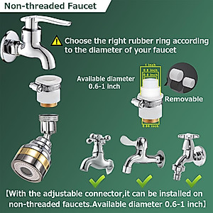 SVHCCBAR Swivel Faucet Aerator,Dual-function Faucet Nozzle 360 Degree Big Angle Rotating Kitchen Sink Faucet Attachment,Swivel Faucet Extender for Kitchen Sink Aerator SHORT (with Instructions)