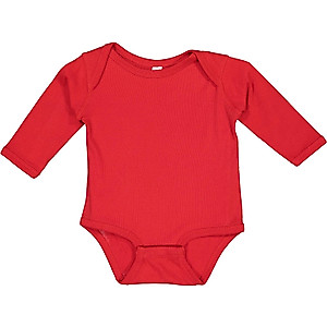 RABBIT SKINS Baby Soft Cotton Long Sleeve Bodysuit (4411) Red, 12M