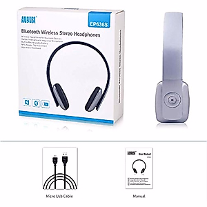 August EP636 Bluetooth Headphones - Wireless On-Ear Headphones with NFC/Headset Microphone - Silver