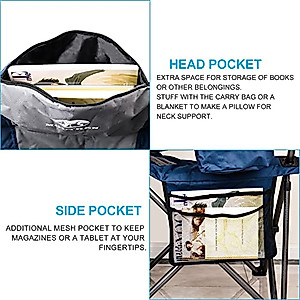 Mouthen Oversized Camping Chair with Lumbar Support, Outdoor Heavy Duty Folding Camp Arm Chair with Cooler Bag,Head and Side Pocket - 400 lbs Plus Weight Capacity