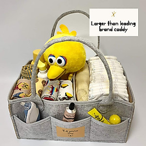 Baby Diaper Caddy Organizer: Large Organizer Tote Bag for Girl - Portable Car Travel Organizer, Nursery Essentials Storage Bins for Changing Table (Mustard Yellow)