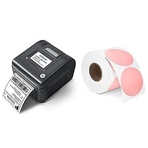 POLONO Label Printer, PL420 4x6 Thermal Printer, High-Speed Shipping Label Printer, Commercial Direct Thermal Printer, 2" Pink Circle Direct Thermal Labels, Self-Adhesive Thermal Stickers Labels