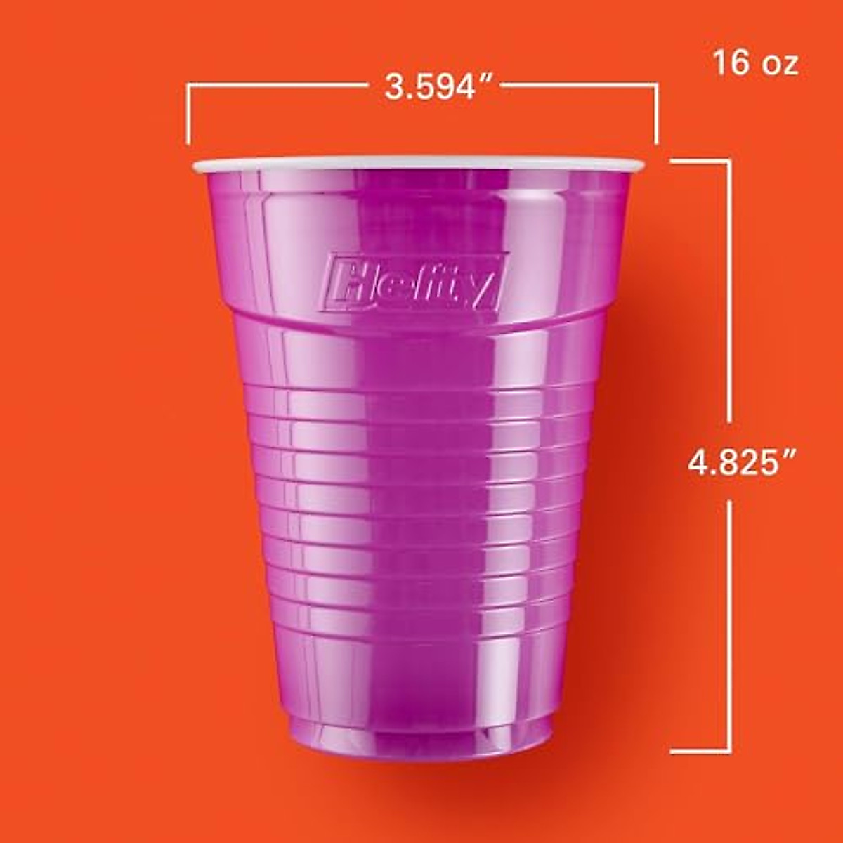 Hefty TKctPv Plastic Party Cups, Assorted Colors, 16 Ounce, 100 Count