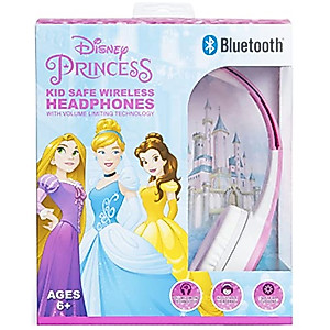 1616 Holdings Disney Princess Bluetooth Kid-Safe Wireless Headphones - Volume Limiting, Multicolor