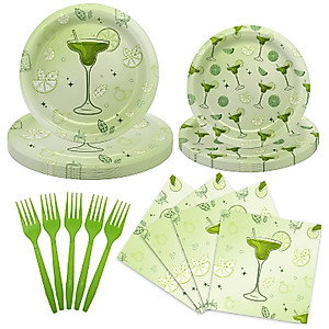 100 Pcs A Tiny Bit Older Decor Margs & Matrimony Bachelorette Party Decorations Martini Birthday Plates and Napkins Supplies for Carnival Fiesta Wedding Engagement Bridal Shower Favors for 25 Guests