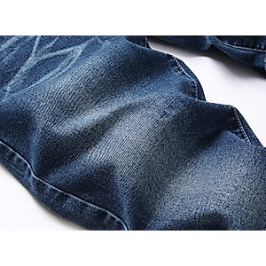Men's Blue Mid Waist Skinny Fit Stretch Comfy Premium Washed 5-Pockets Fashion Denim Jeans Pants,Y2261,42