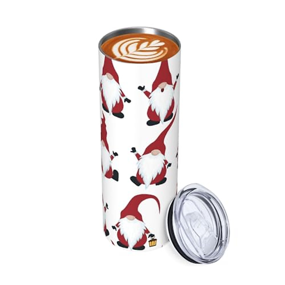 AFHYZY 20 oz Skinny Tumbler Reusable Coffee Travel Mug with Lids and Straws, Insulated Coffee Cups 20oz Stainless Steel Water Bottles Leak Proof for Women, Office - Gnome